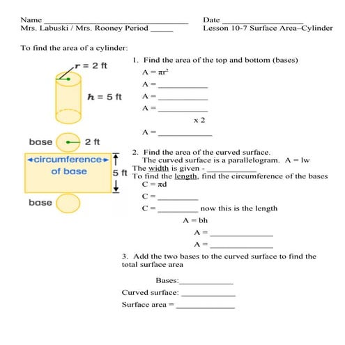 Lesson 10 7 surface area-cylinder | DOC