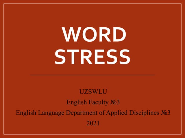 Word stress (phonetics) | PDF