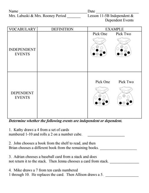 Independent and Dependent Events | PPT