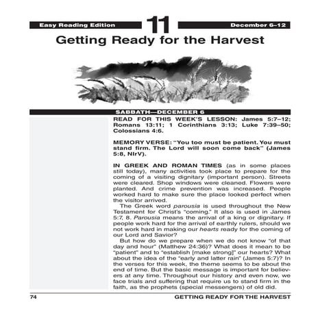Lesson 11 | Getting Ready for the Harvest | Sabbath School | PDF