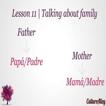 Basic Spanish | Lesson 11 | Talking about family | PPTX
