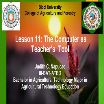 Lesson 11: The Computer as Teacher's tool | PPTX