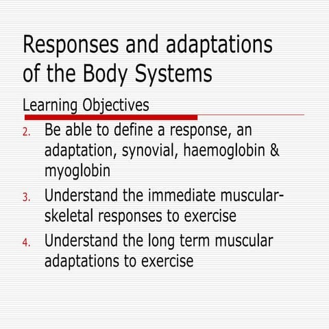 Lesson 13 responses and adaptations of the body systems | PPT