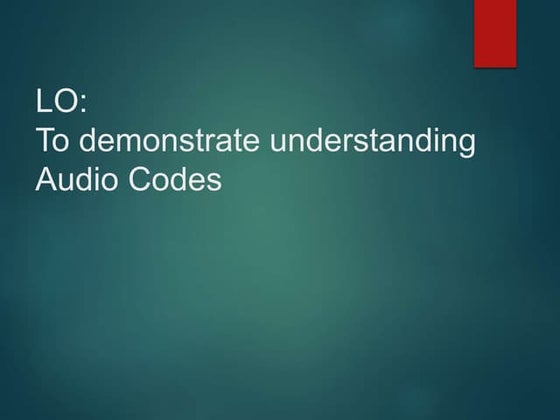 Media Language Lesson 5 - audio codes | PPTX | Musicals | Genres