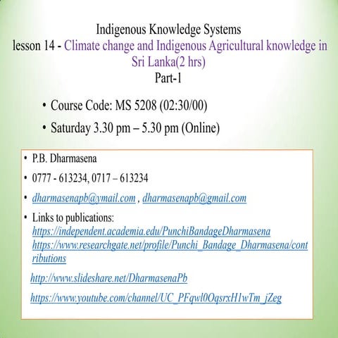 Lesson 14 Part 1 of Indigenous Knowledge Systems | PDF