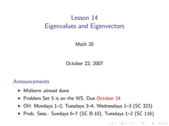 Eigenvalues and Eigenvectors | PPT