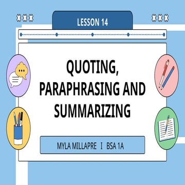 Lesson 14 Quoting, Paraphrasing and Summarizing.pptx