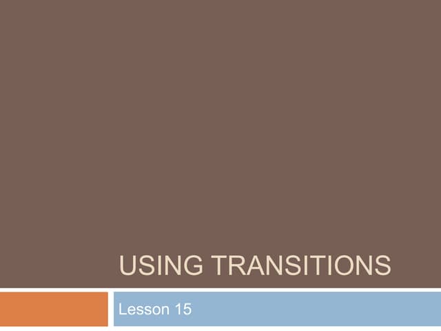 Applying Transition and Animation in Powerpoint | PPTX