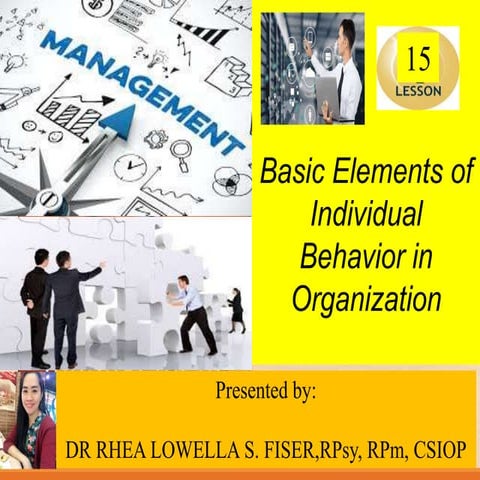 Lesson 15 Basic Elements of Individual Behavior in Organization | PPT