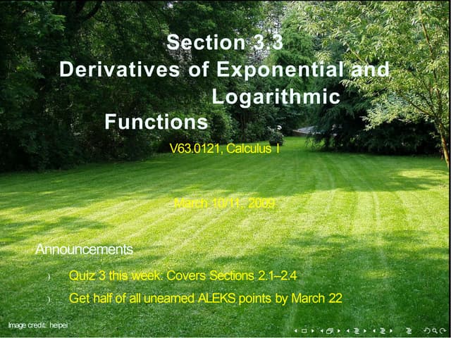 Lesson 10 derivative of exponential functions | PPT
