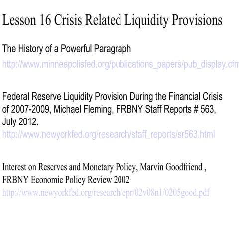 Lesson 16 crisis realted liquidity provision | PPT