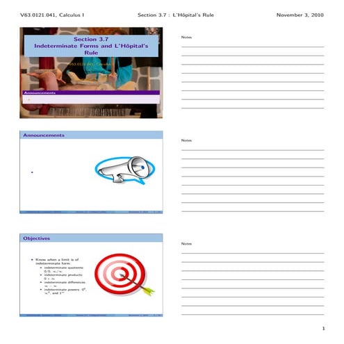 Lesson 17: Indeterminate Forms and L'Hopital's Rule (Section 041 ...