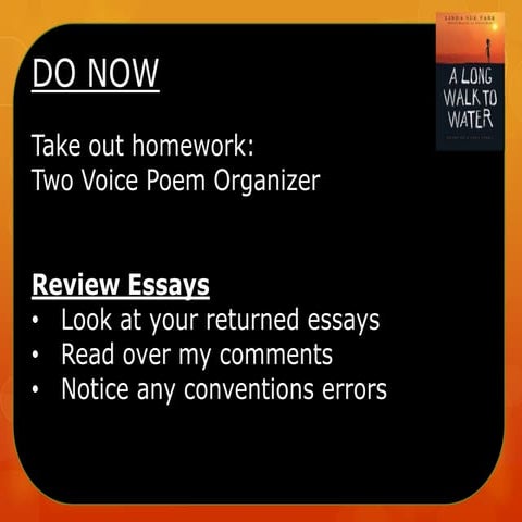 A Long Walk to Water: Lesson19 unit2 | PPTX