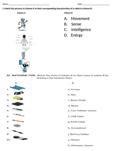 lesson 1 quiz.docx Practice worksheet in Robotics | PDF