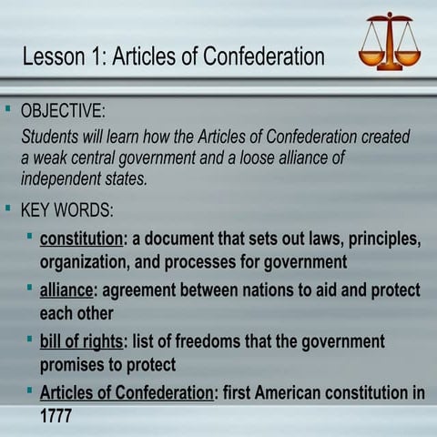 Guided Notes Lesson 1: Articles of Confederation | PPT