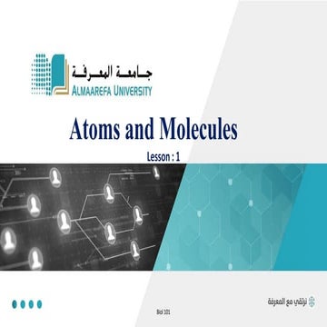 Lesson 1 Atoms And Molecules 2pptx Biology Ppt
