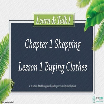 Lesson 1 Buying clothes for conversational english | PDF
