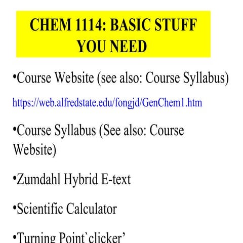 Lesson 1: Introduction to Chemistry 1111 | PPT