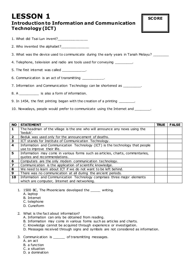 Lesson 1 Introduction To Ict