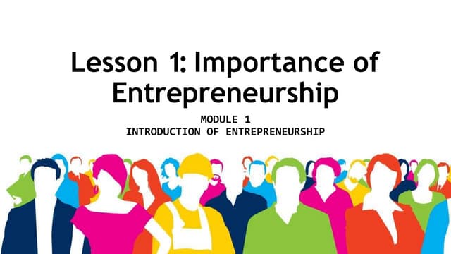 Lesson 1 importance of entrepreneurship | PPTX