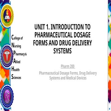 Lesson 1_ Introduction to Pharmaceutical Dosage Forms and Drug Delivery ...