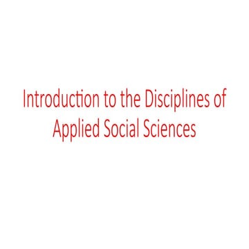 Introduction to the Disciplines of Applied Social Sciences | PPTX