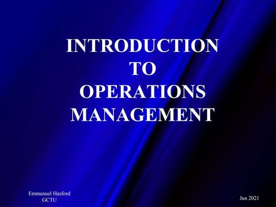 Introduction to operations management | PPT