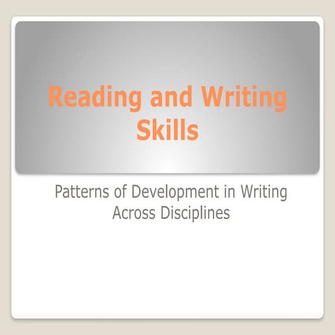 Lesson 1 Eight Patterns of Development in Reading and Writing | PPTX