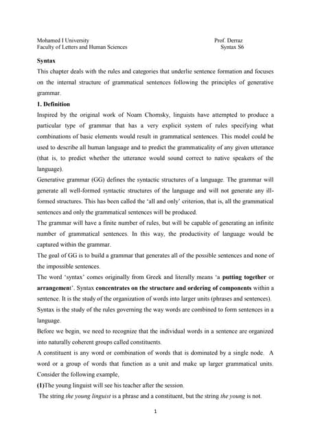 SYNTAX - head and modifiers | PPTX