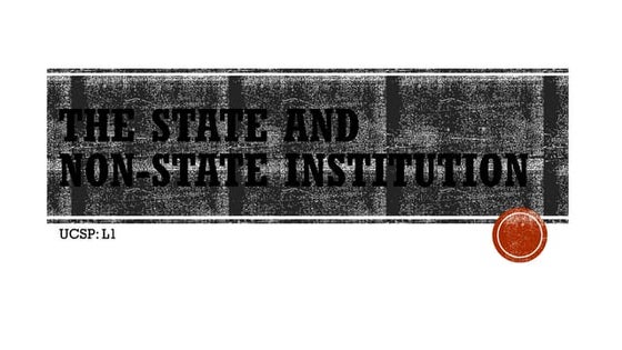 Forms and functions of state and non-state Institutions | PPTX
