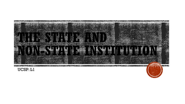 Forms and functions of state and non-state Institutions | PPTX