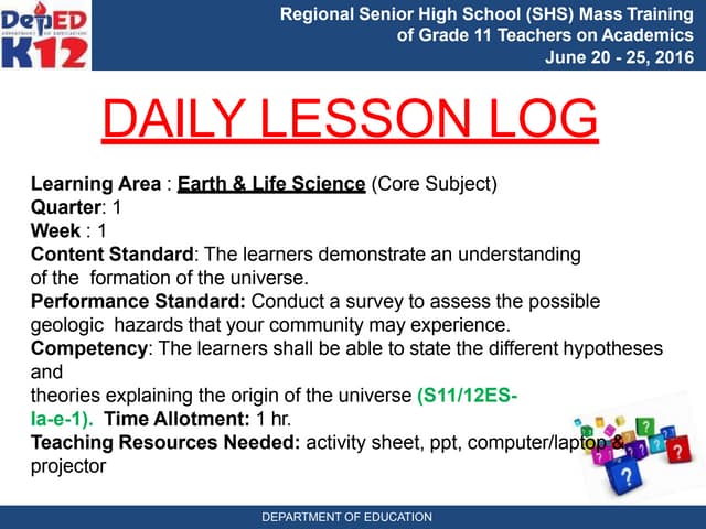 Grade 11 Earth & Life Science Lesson 1 | PPTX