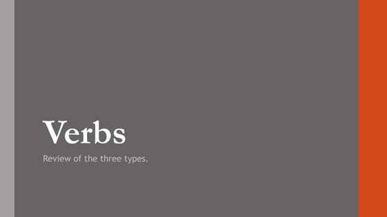 Verbs: Action, Linking, Main and Helping | PPTX