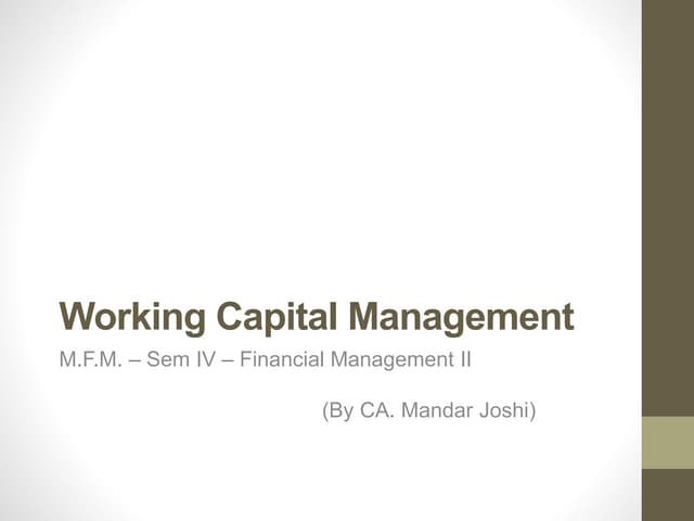 Working capital management ppt | PPTX