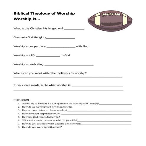 Lesson 1 worksheet worship | PDF