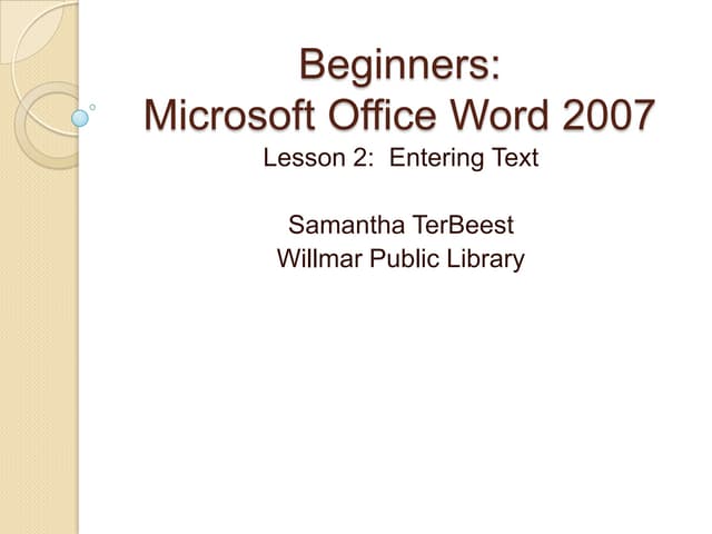 Microsoft Office Word 2007 - Lesson 1 | PPTX