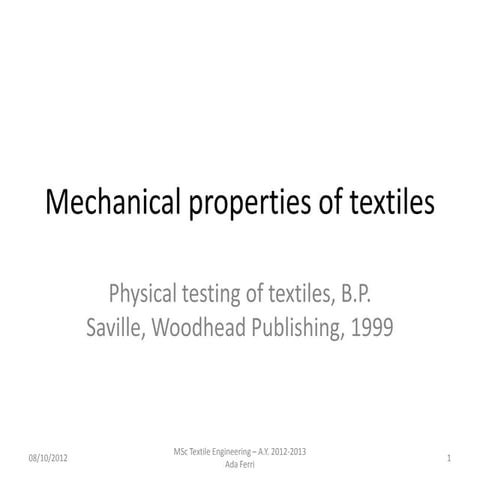 Mechanical properties of textiles | PDF