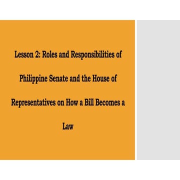 Lesson 2. Legislative process (Step-by-step procedure in making bill ...