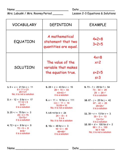 Subtraction equations | PPT