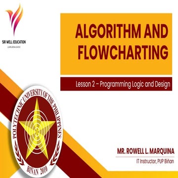 Lesson 2 Algorithm And Flowchartingpdf
