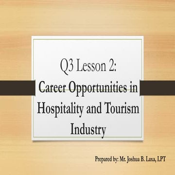 Career opportunities in the hospitality industry. | PPTX