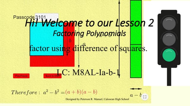 Factoring difference of two squares | PPTX