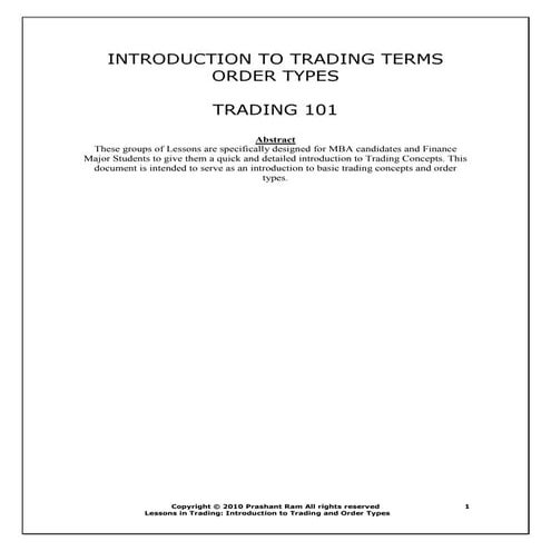 Introduction To Trading And Order Types | PDF