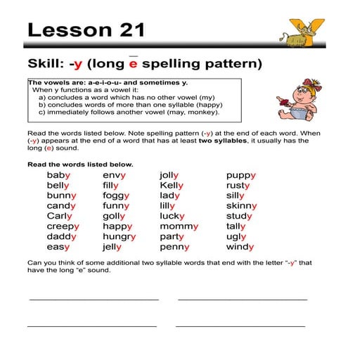 Lesson 21 vowel pattern ( y) | PDF