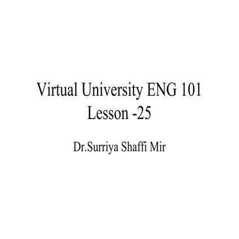 ENG101- English Comprehension- Lecture 25 | PPS