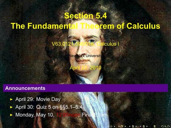 The Fundamental Theorem Of Calculus Ppt