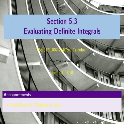 Lesson 26 Evaluating Definite Integrals Ppt