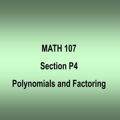 Lesson 2 factoring & rational expressions | PPT