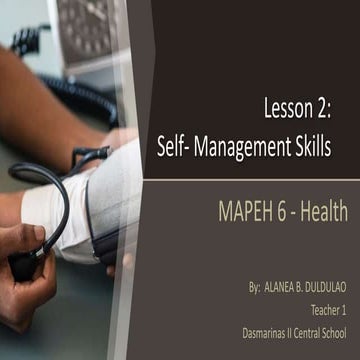 Personal Health: Self Management Skills | PPTX
