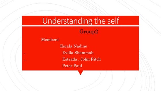 Understanding the Self | Unpacking the Self | The material self | PPTX
